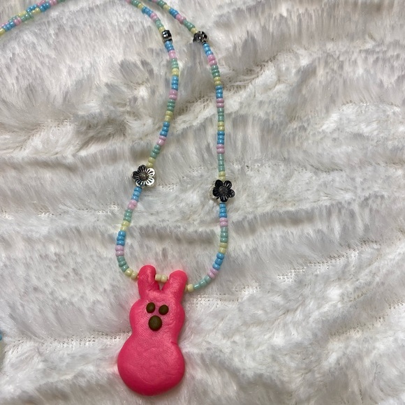 Hand Crafted | Jewelry | Peeps Pink Easter Bunny Beaded Handmade ...